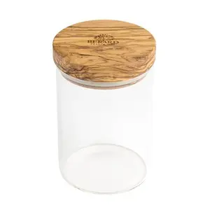 BERARD Glass Storage Jar With Olive Wood Lid - Brown