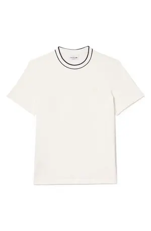 Lacoste Regular Fit Tipped Piqué Crewneck T-shirt - Flour