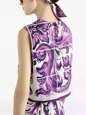Dolce & Gabbana Majolica-print Top - White