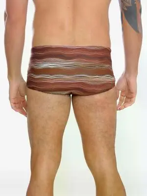 AMIR SLAMA Abstract Wave-print Swim Trunks