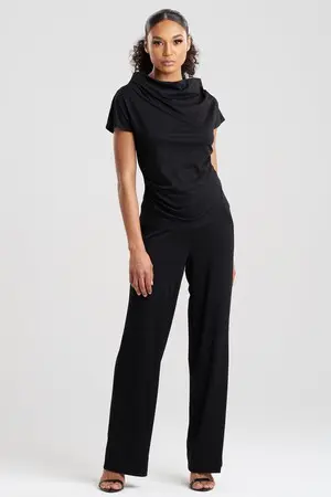 Natori Crepe Knit Drape Top
