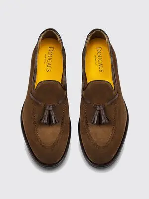 DOUCAL'S Suede Loafers With Tassels - Brown