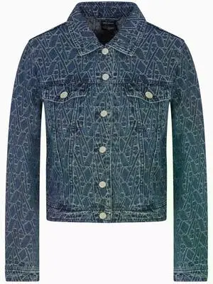 Armani Exchange All-over Logo Denim Jacket - Blue