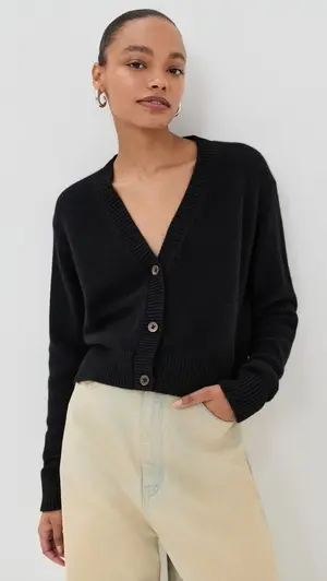 THE ELDER STATESMAN Boxy Cashmere Cardigan - Black