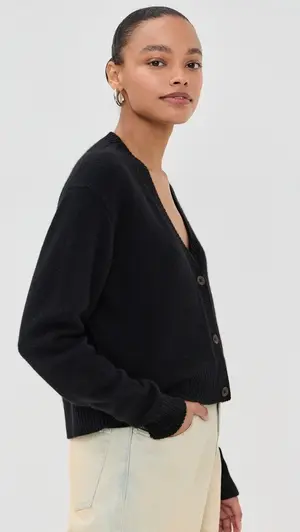 THE ELDER STATESMAN Boxy Cashmere Cardigan - Black