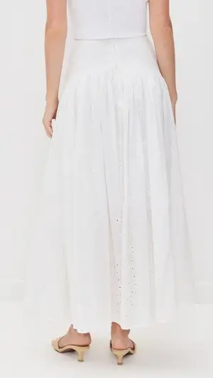 Staud Floral Eyelet Procida Skirt - White Eyelet