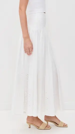 Staud Floral Eyelet Procida Skirt - White Eyelet