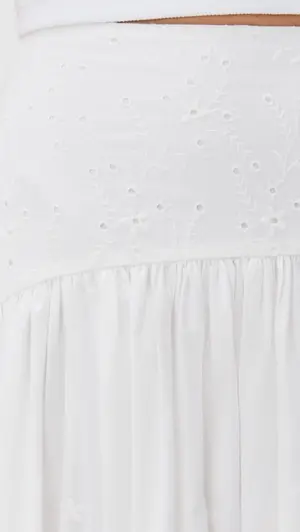 Staud Floral Eyelet Procida Skirt - White Eyelet
