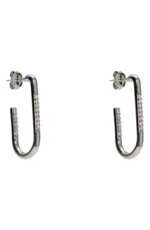Argento Vivo Pave U-shaped Hoop Earrings - Silver