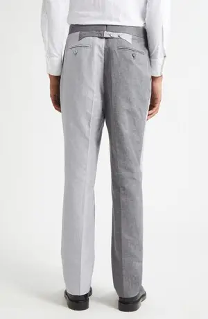 Thom Browne Stripe Colorblock Linen & Cotton Pants