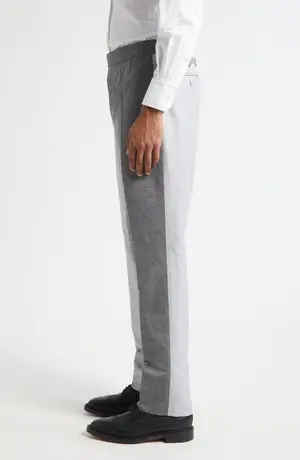 Thom Browne Stripe Colorblock Linen & Cotton Pants