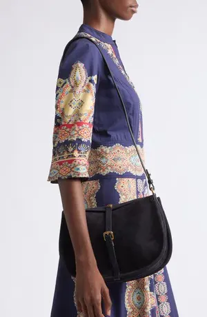 Etro Belted Suede Hobo Bag - Blue