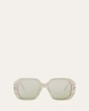 Fendi Selleria Square Sunglasses - Beige Horn / Green Mirror