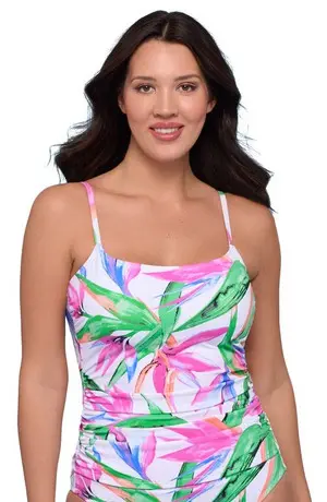 S3 APPAREL Shirred Tankini Top - Birds Of Paradise