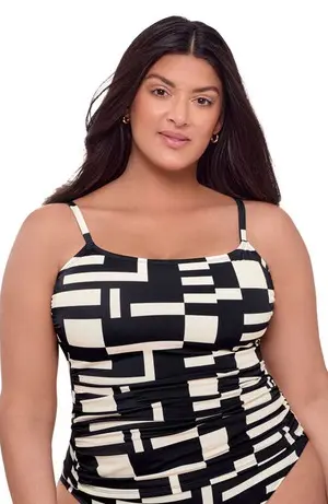 S3 Shirred-front Tankini Swimsuit Top - Off Grid