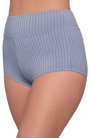 S3 Smoothing Sculpting Ribbed High-waist Swim Shorts - Iris