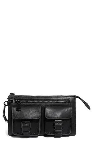 AIMEE Saddle Up Leather Wristlet - Black W/ Black