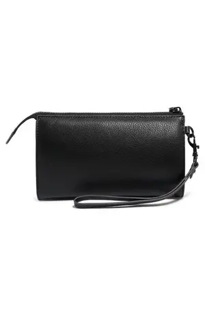 AIMEE Saddle Up Leather Wristlet - Black W/ Black