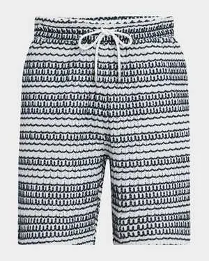 REISS Crochet Stripe Pull-on Shorts - White/black