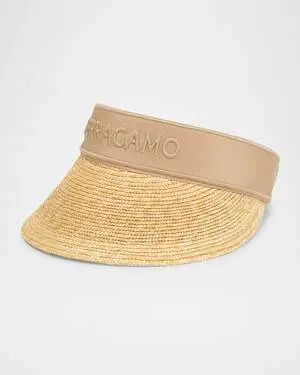 FERRAGAMO Logo-band Straw Visor - Naturale