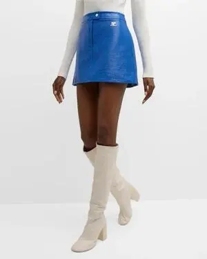 COURREGES Re-edition Vinyl Mini Skirt - Blue