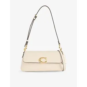 COACH Jet Leather Shoulder Bag With Logo Clasp - B4/chalk