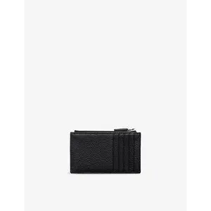 Prada Triangle-logo Zipper Leather Card Holder