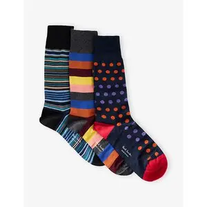 Paul Smith Pack Of Three Cotton-blend Socks - Multicolour
