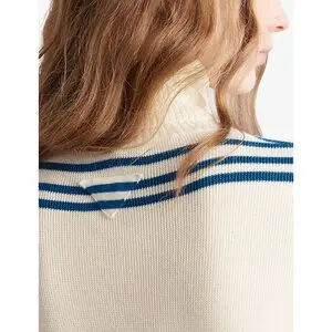 Prada Striped Triangle-appliqué Turtleneck Wool Knitted Top