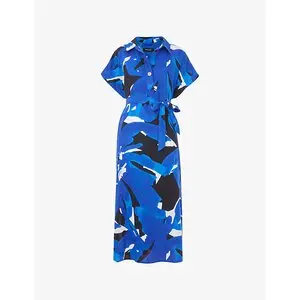 Whistles Abstract-print Relaxed-fit Linen Midi Dress - Multi-coloured