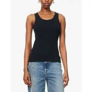 Vince Scoop-neck Stretch-jersey Top - Black