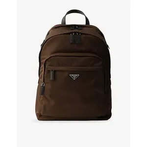 Prada Re-nylon And Saffiano Leather Backpack - Brown