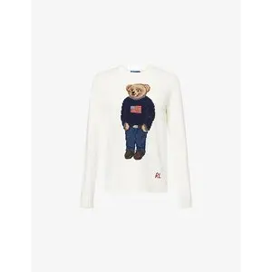 Polo Ralph Lauren Polo Bear Linen-cotton Knitted Jumper - Deckwash White Multi