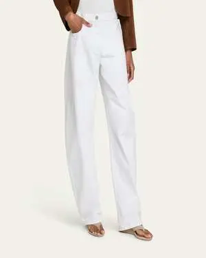 Alaïa Rounded High-rise Jeans - Blanc