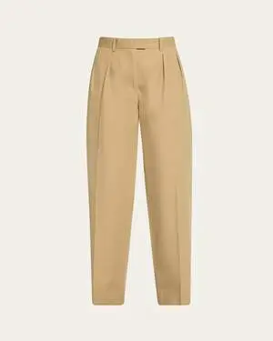 THE ROW Alfidis Pleated Cotton-cashmere Pants - Beige