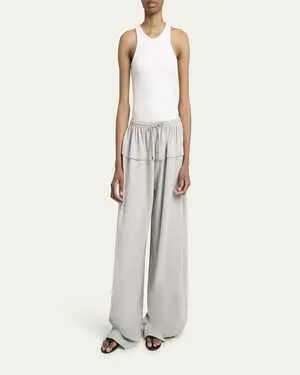 Alaïa Ruffle-trimmed Track Pants - Gris Melange