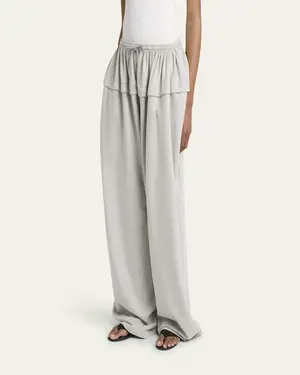 Alaïa Ruffle-trimmed Track Pants - Gris Melange
