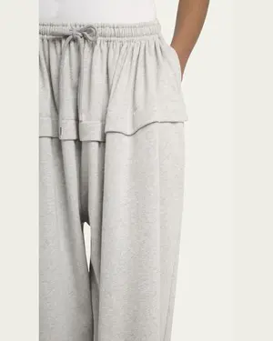 Alaïa Ruffle-trimmed Track Pants - Gris Melange