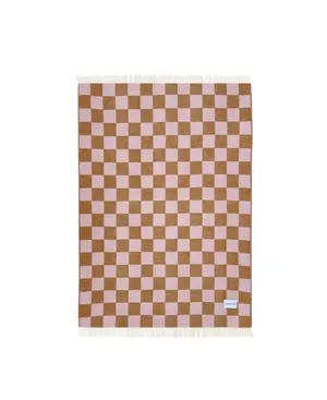 MAISON DEUX Checkerboard Blanket, 4.25' X 6.5 - Brown