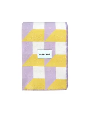MAISON DEUX Cubics Blanket, 4.25' X 6.5 - Lilac/sun Print