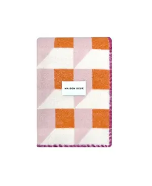 MAISON DEUX Cubics Blanket, 4.25' X 6.5 - Pink/carrot Print
