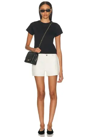 Renggli Cropped Cotton T-shirt In White - Ink