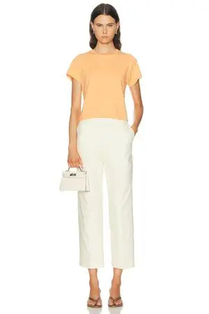 Renggli Cropped Cotton T-shirt In White - Melon