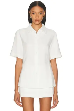 Renggli Short Sleeve Linen Button Up Top - Bone