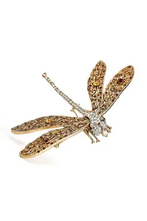 KENNETH JAY LANE Topaz Dragonfly Pin - Gold