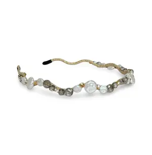 HEADBANDS OF HOPE Wavy Oyster Pearl Headband - Grey