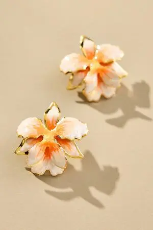 THE PINK REEF Vanilla Orchid Post Earrings - Bright Orange