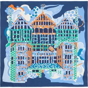 Liberty Tudor Patchwork Silk Square Scarf - Navy