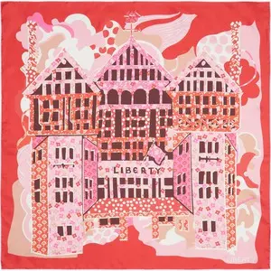 Liberty Tudor Patchwork Silk Square Scarf - Red