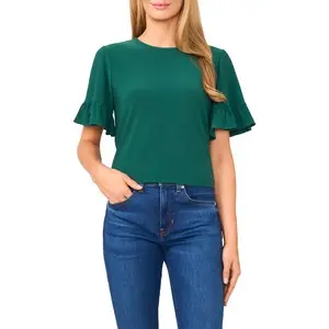 CECE DUPRAZ Ruffle High-low Crepe Knit Top